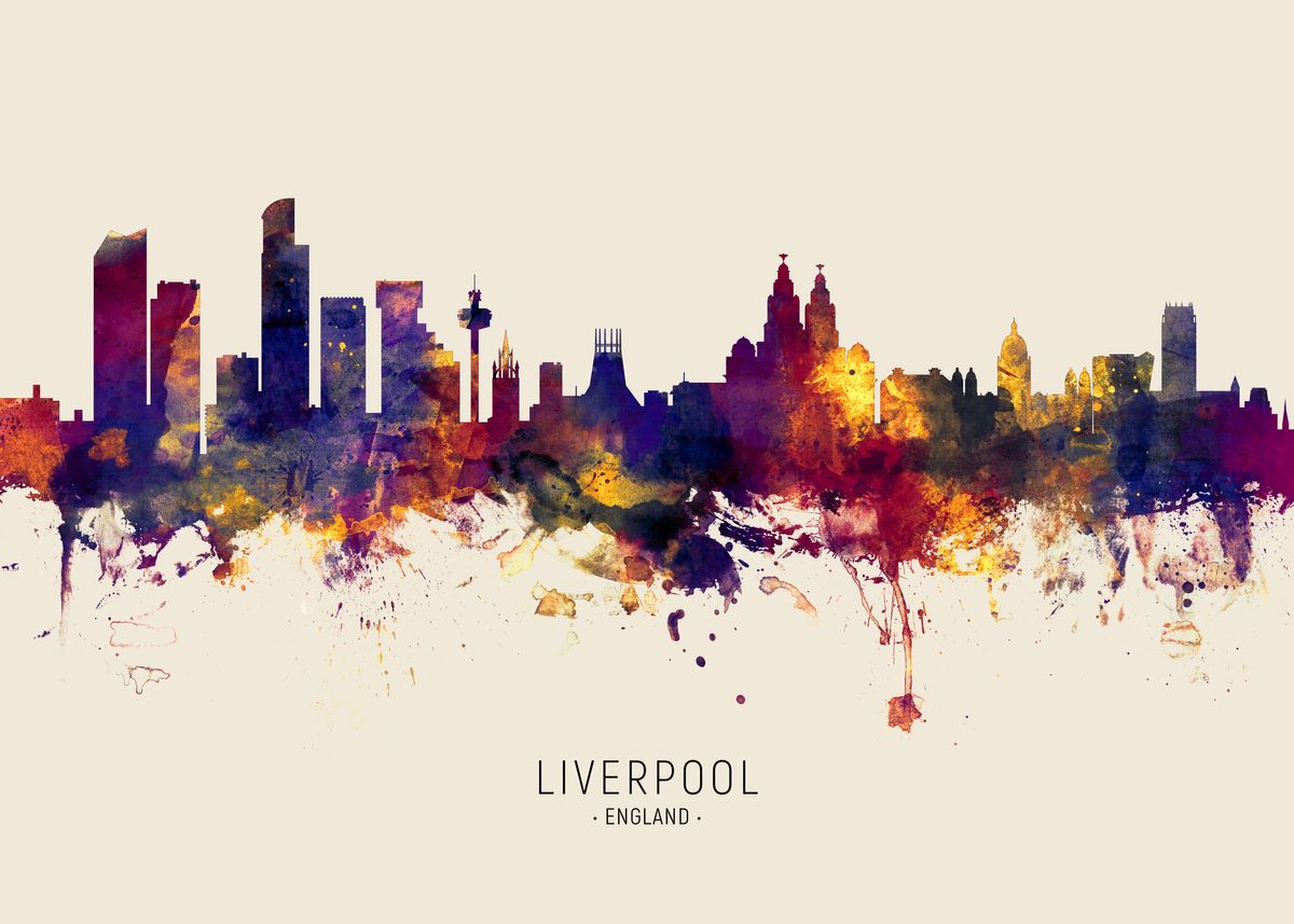'Liverpool Skyline England' Poster by Michael Tompsett | Displate