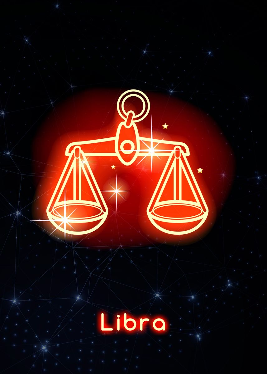 'Zodiac red Libra' Poster, picture, metal print, paint by Moon Calendar ...