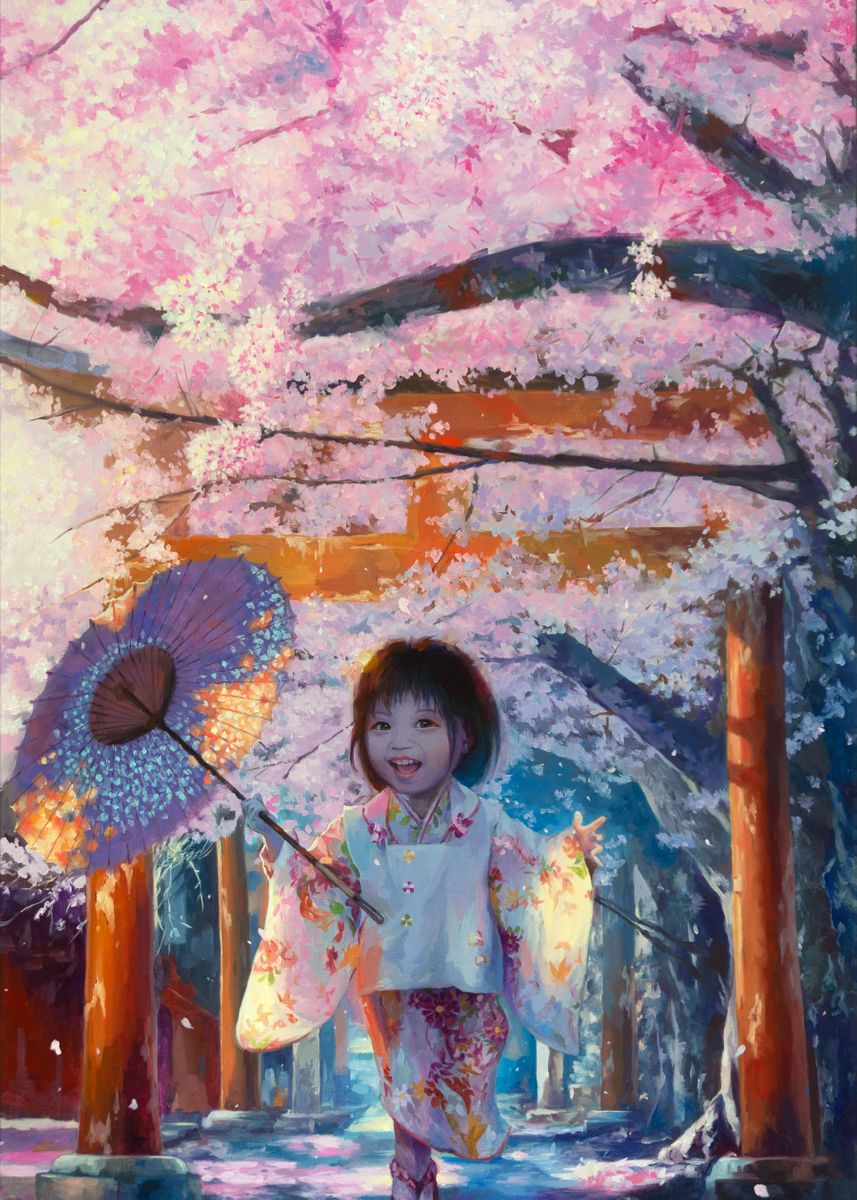 'Sakura' Poster, picture, metal print, paint by Max Feng | Displate