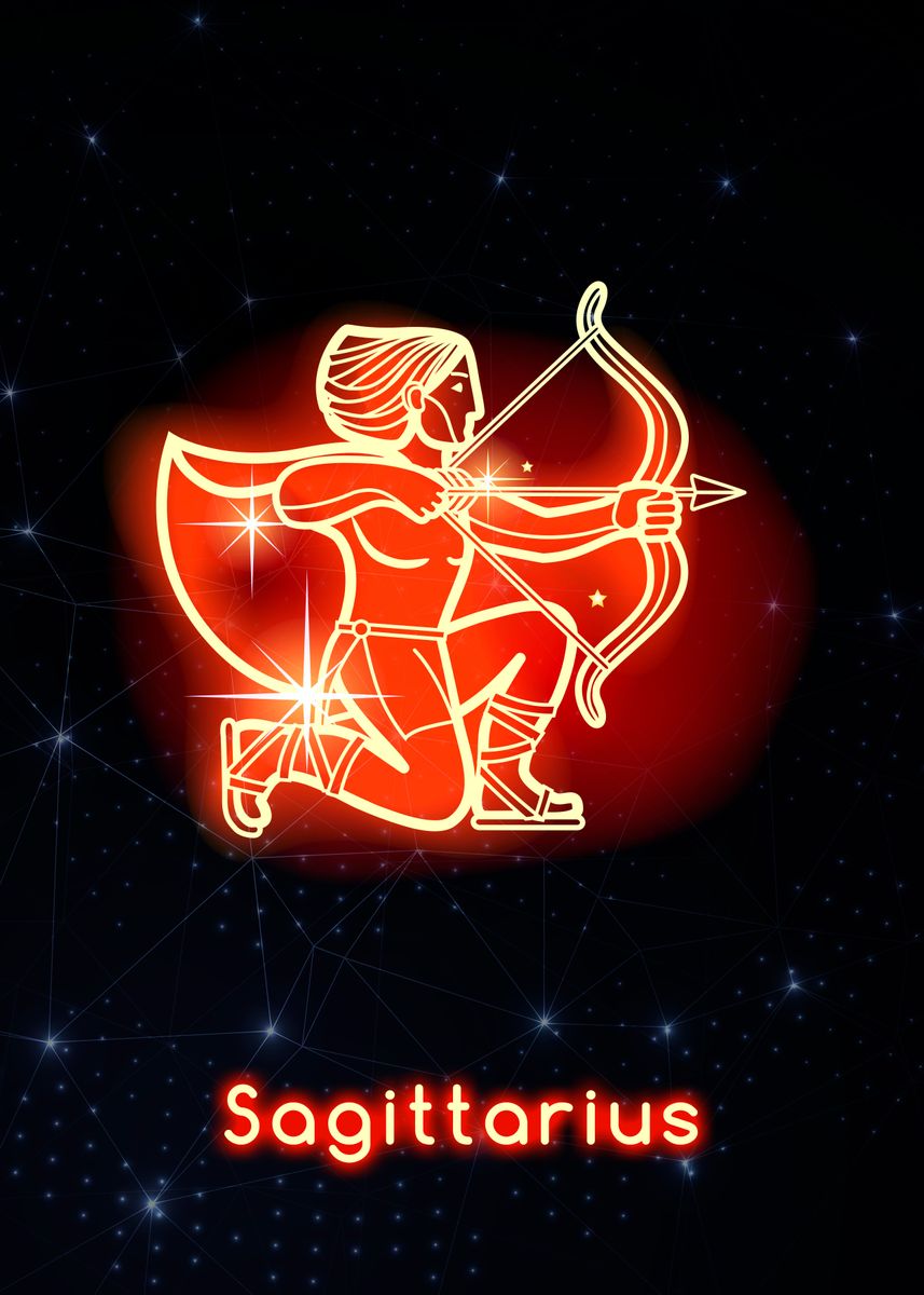 'Zodiac red Sagittarius' Poster, picture, metal print, paint by Moon ...