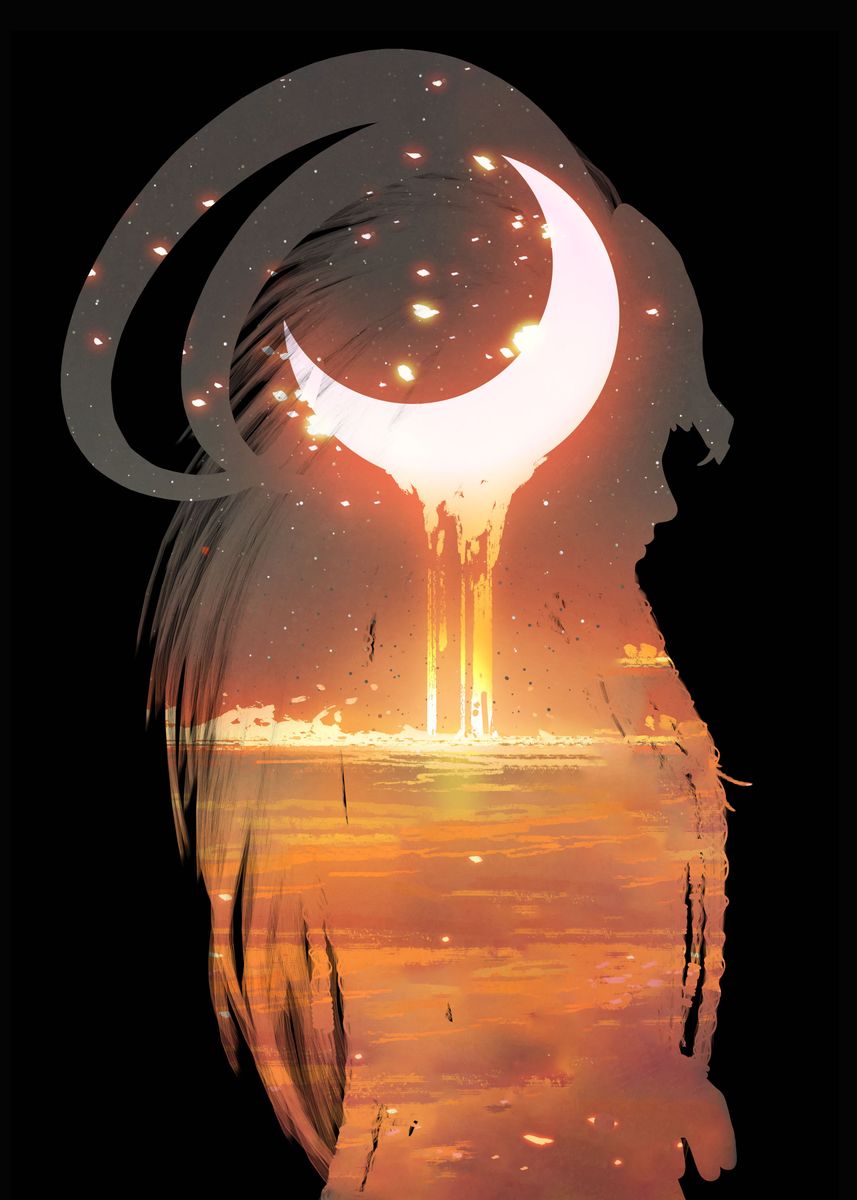 'The Melting Moon' Poster, picture, metal print, paint by Randy ...