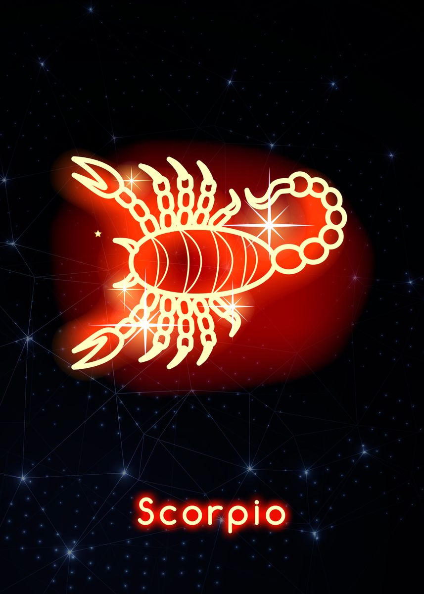 'Zodiac red Scorpio' Poster, picture, metal print, paint by Moon ...