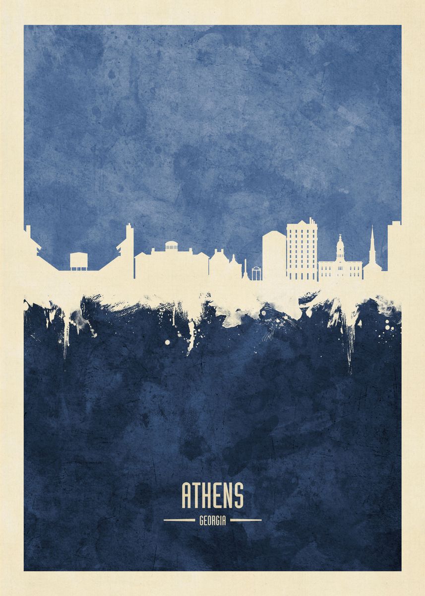 'Athens Georgia Skyline USA' Poster by Michael Tompsett | Displate