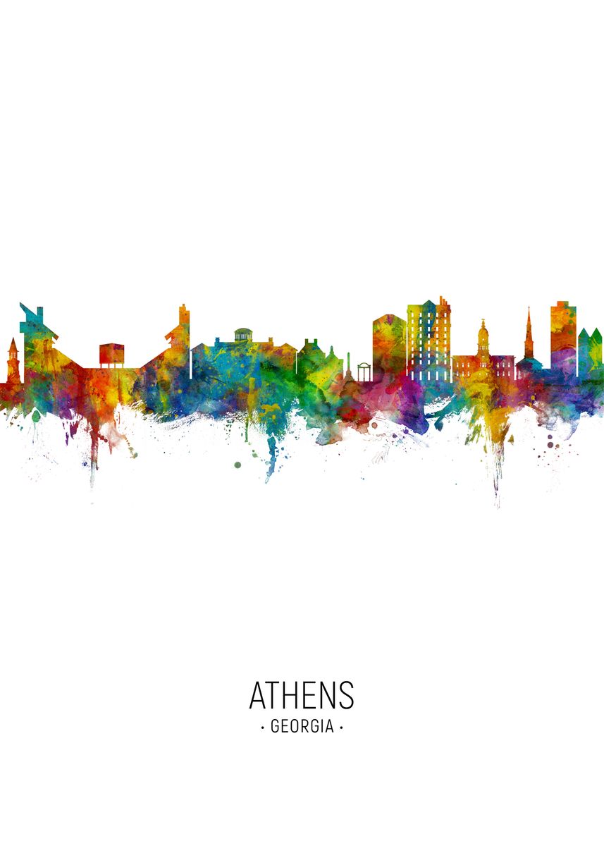 'Athens Georgia Skyline USA' Poster by Michael Tompsett | Displate