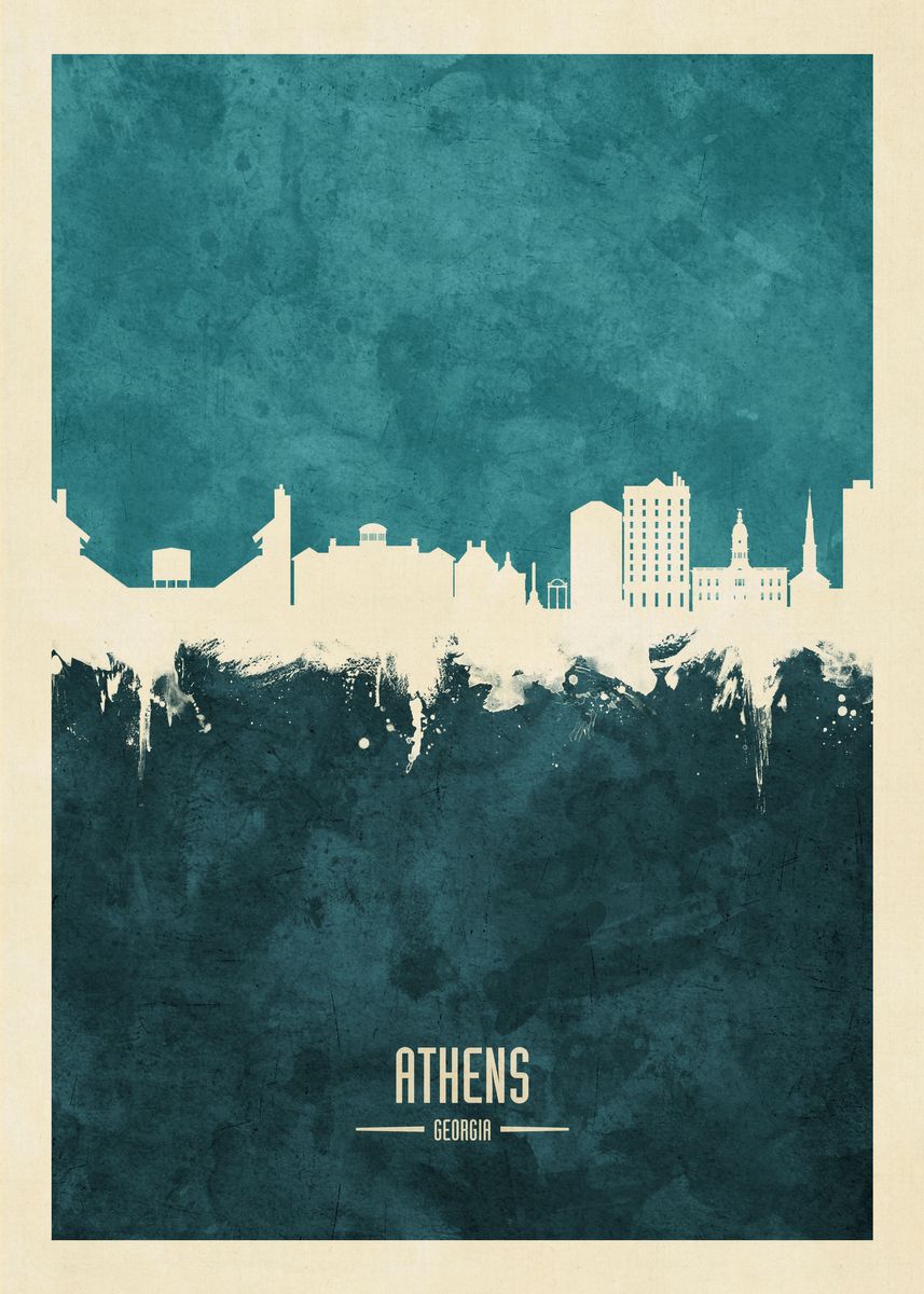 'Athens Georgia Skyline USA' Poster, picture, metal print, paint by ...