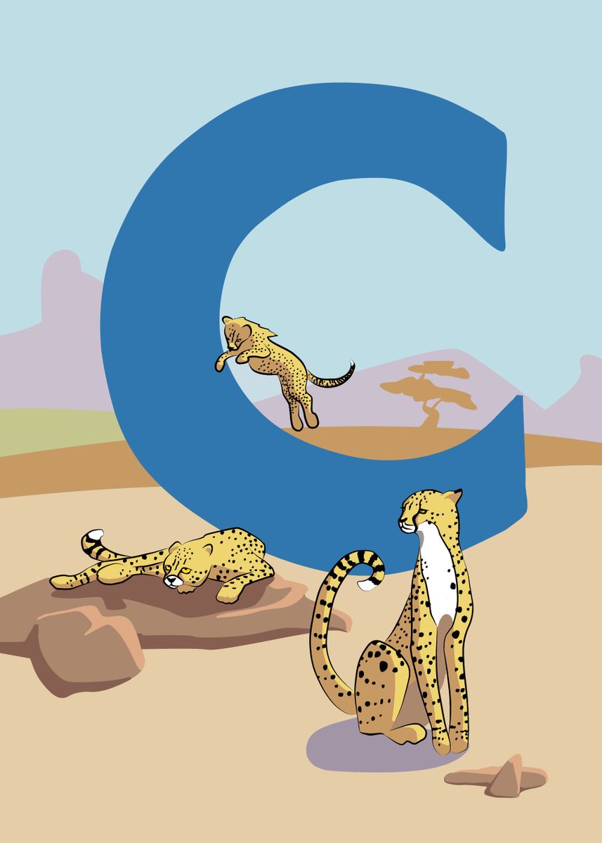 'C is for Cheetah' Poster by Jasmine N | Displate