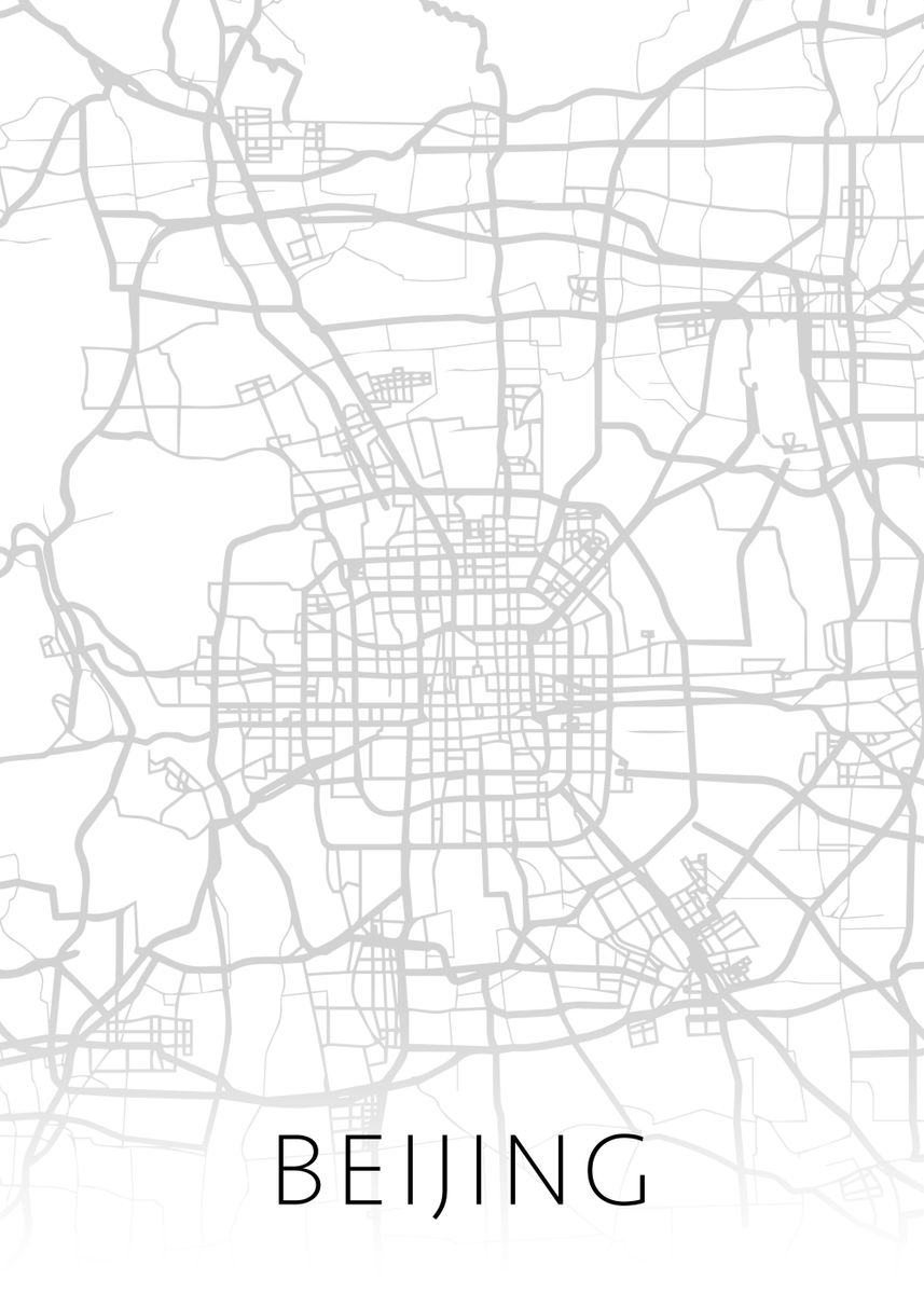 'Beijing Black White Map' Poster, picture, metal print, paint by Design ...