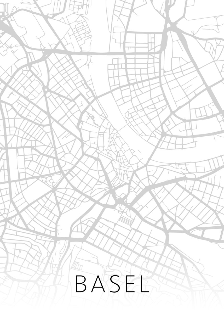 'Basel Switzerland BW Map' Poster by Design Turnpike | Displate
