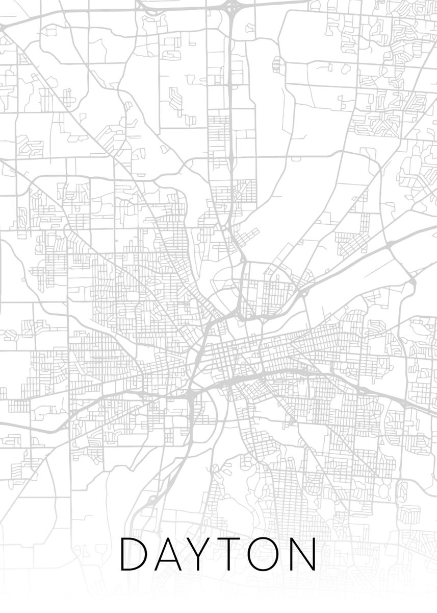 'Dayton Ohio City BW Map' Poster, picture, metal print, paint by Design ...