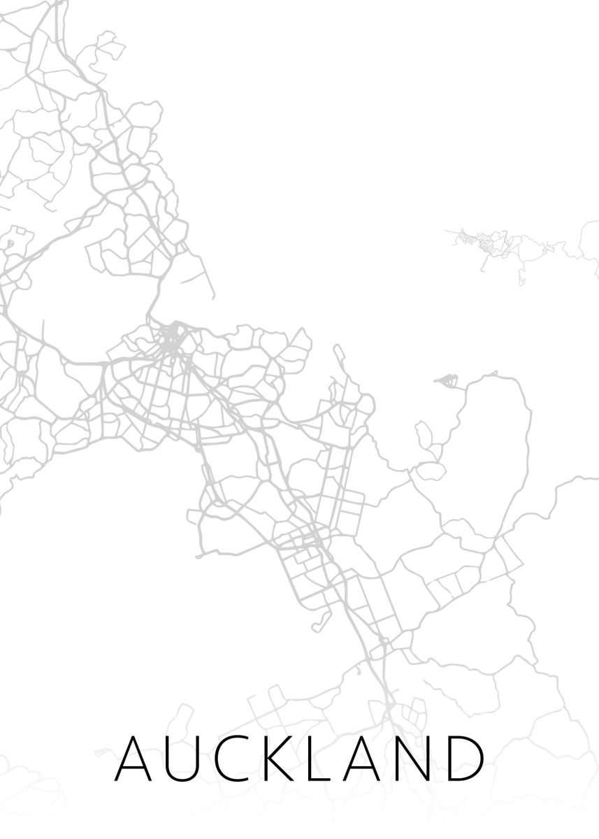 'Auckland New Zealand Map' Poster, picture, metal print, paint by ...