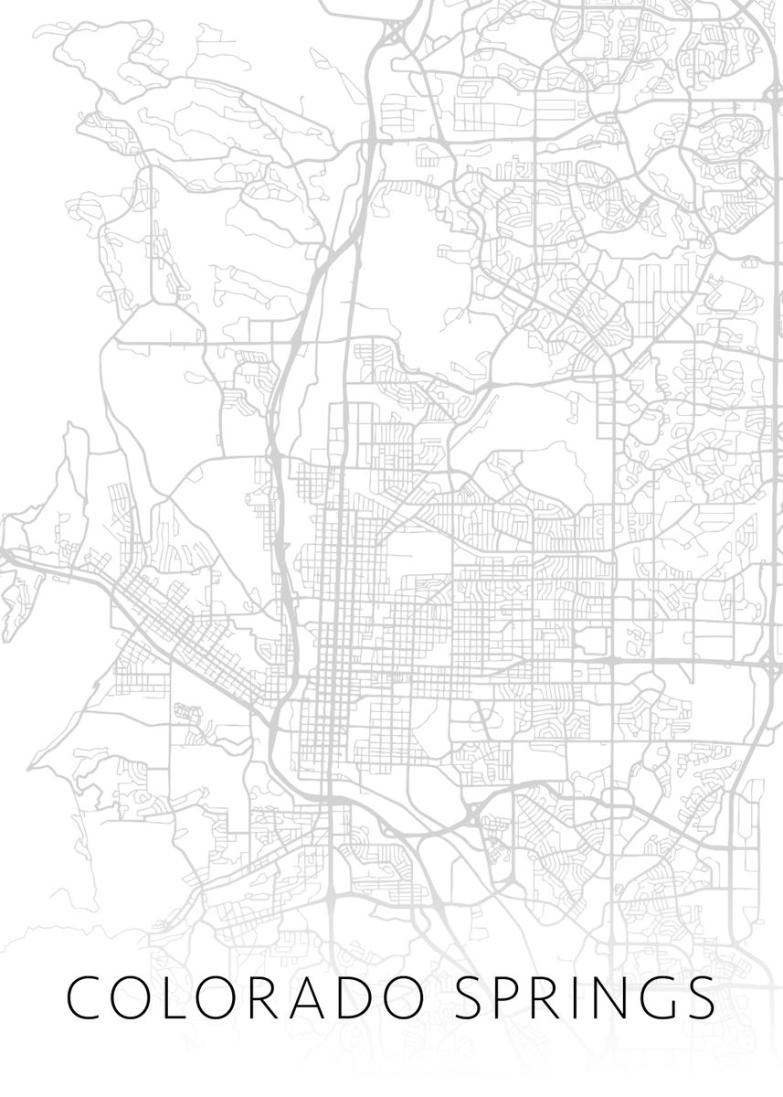 'Colorado Springs BW Map' Poster, picture, metal print, paint by Design ...