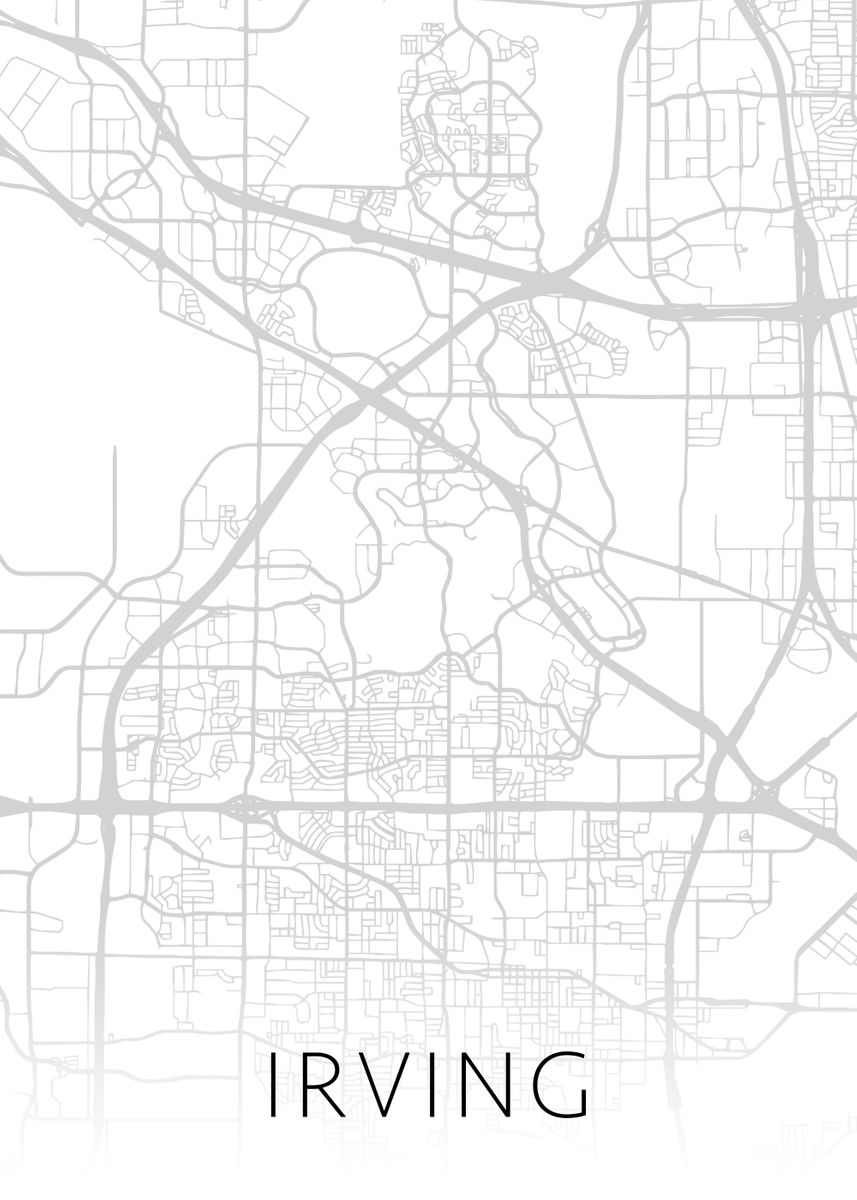 'Irving Texas City BW Map' Poster by Design Turnpike | Displate