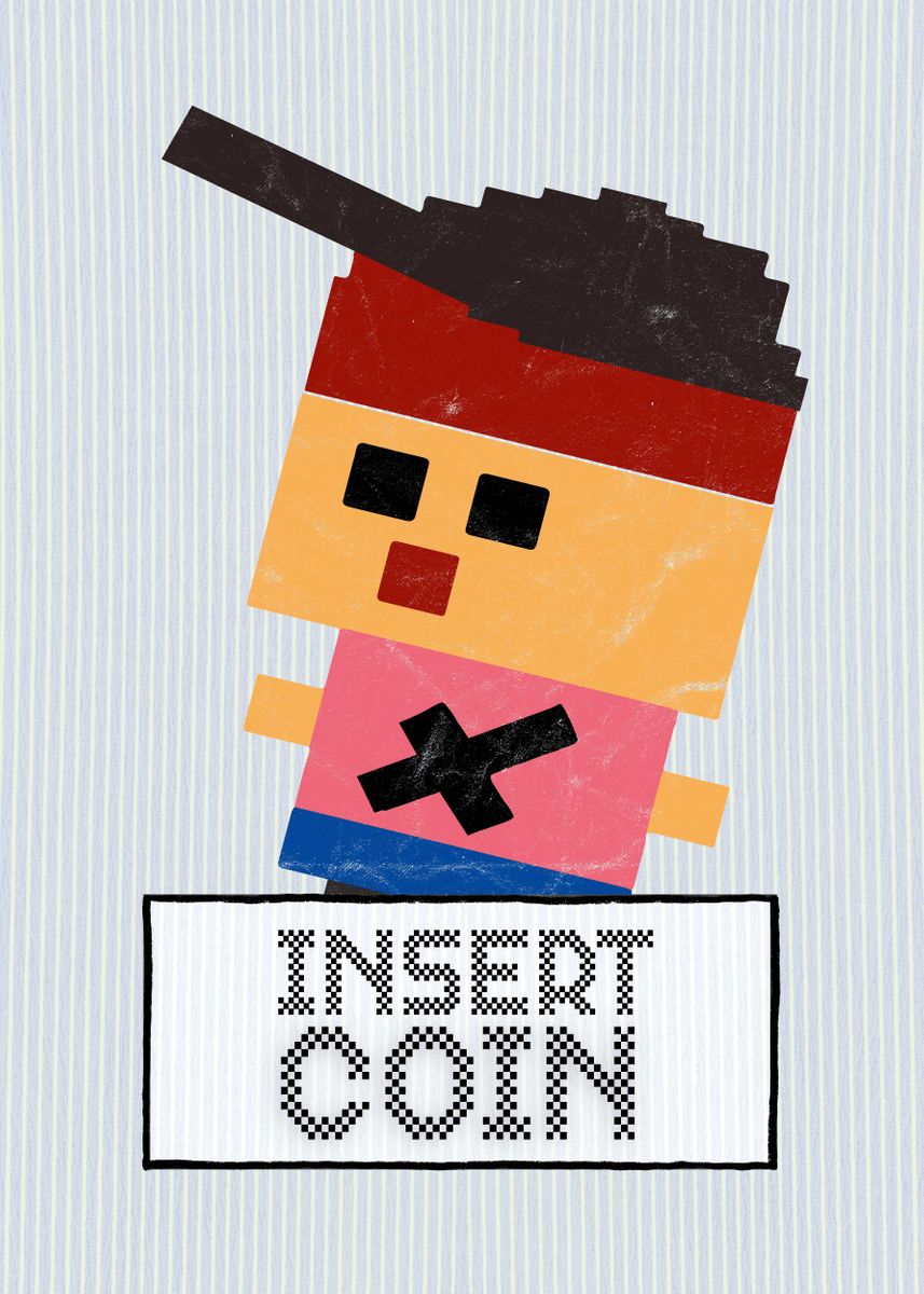 'Insert Coin Arcade Gaming' Poster, picture, metal print, paint by ...