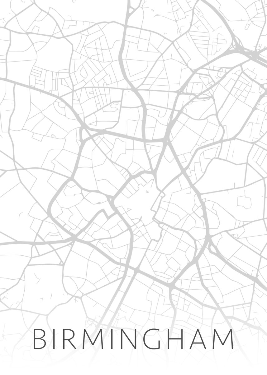 'Birmingham UK BW Map' Poster, picture, metal print, paint by Design ...