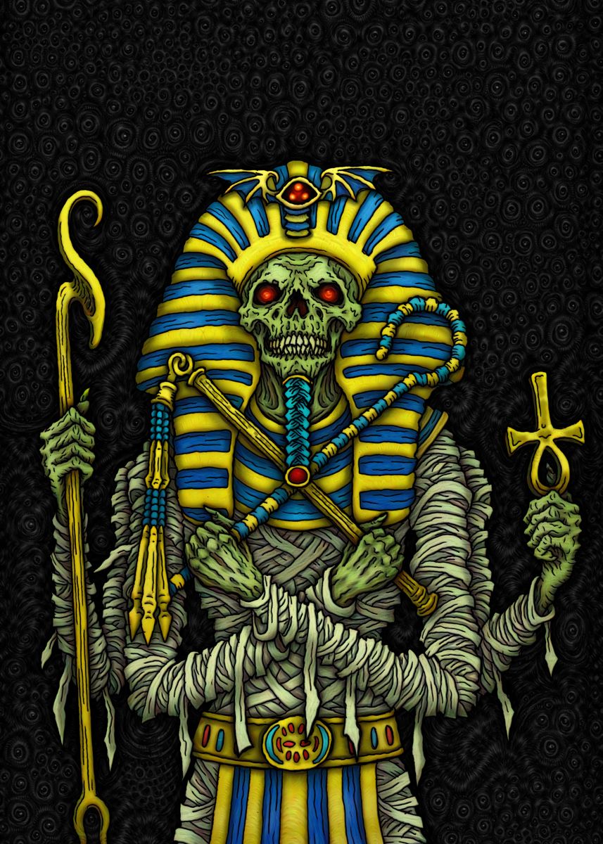 'Black Pharaoh' Poster, picture, metal print, paint by Azhmodai | Displate