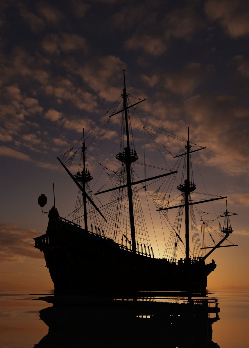 'Old galleon' Poster, picture, metal print, paint by Aivaras Grauzinis ...