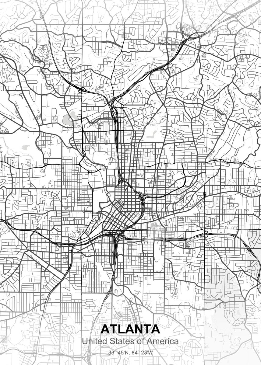 'atlanta city map white' Poster, picture, metal print, paint by Project ...