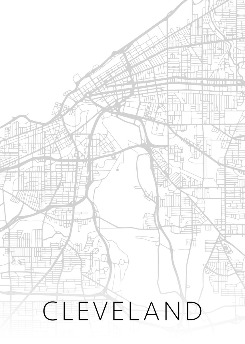 'Cleveland Ohio BW Map Art' Poster by Design Turnpike | Displate