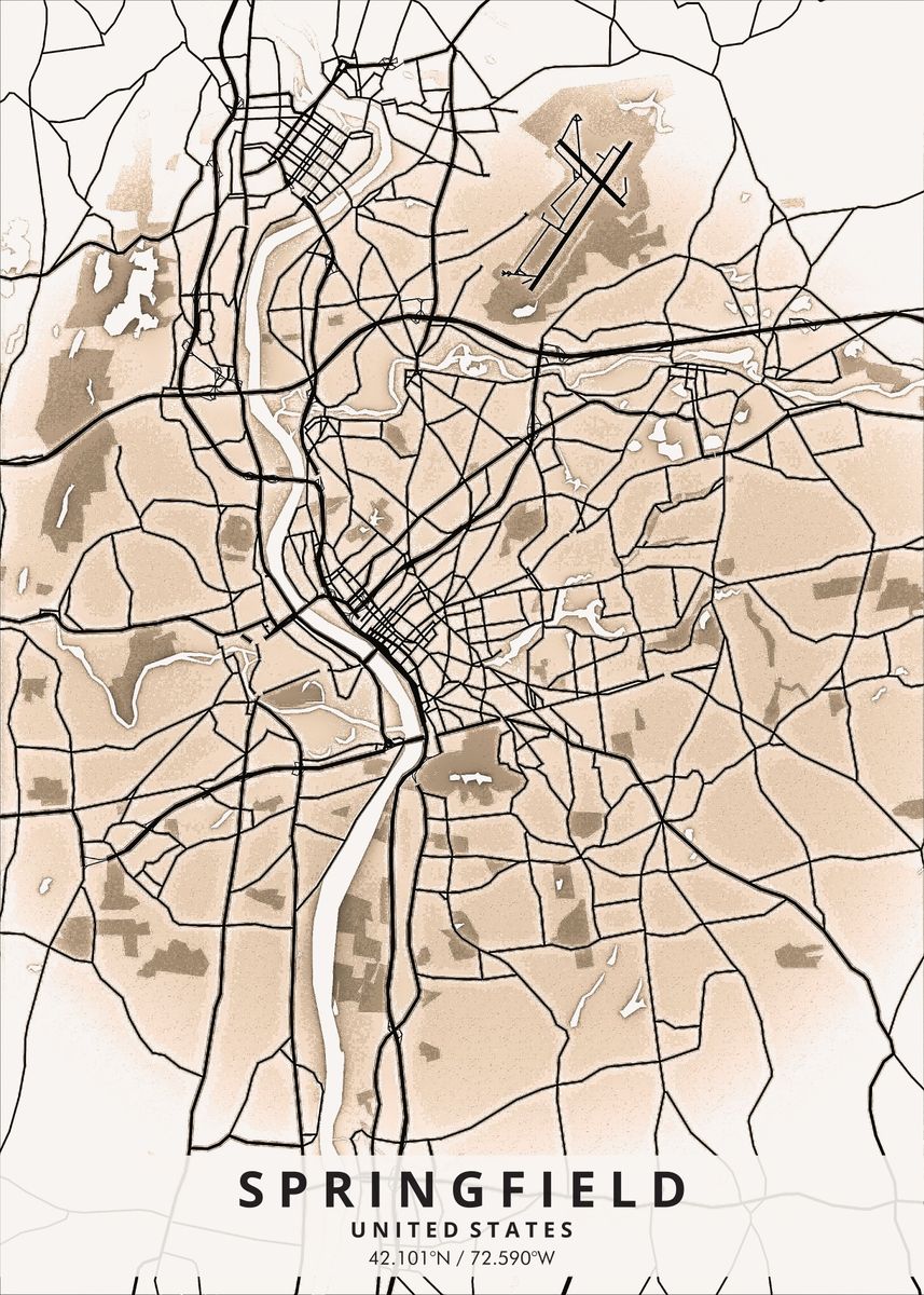 'Springfield Massachusetts' Poster, picture, metal print, paint by ...