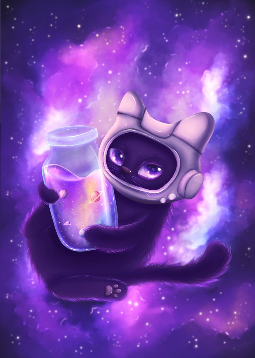 'Catstronaut ' Poster, picture, metal print, paint by Zuzana Ziakova ...