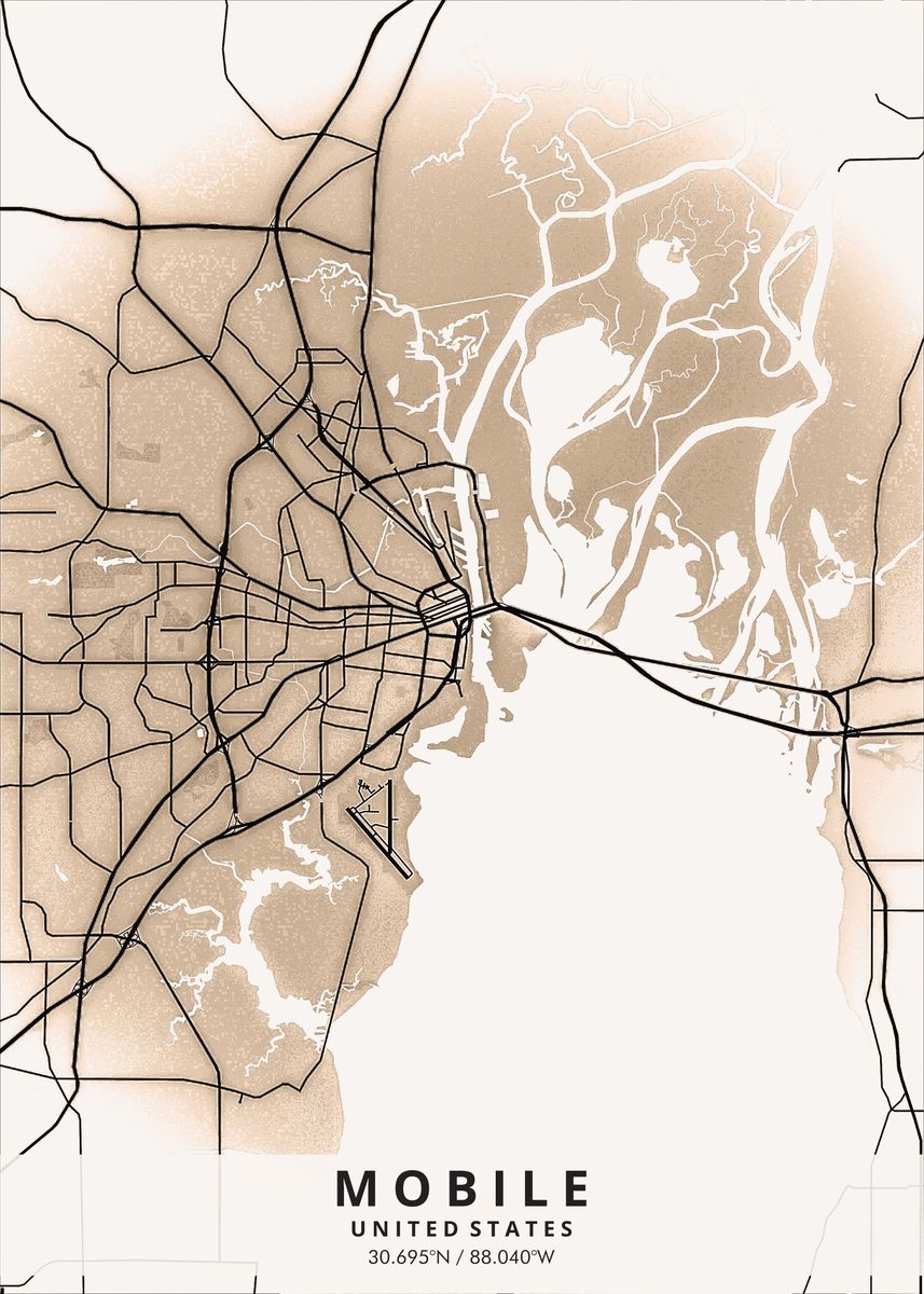 'Mobile Alabama' Poster, picture, metal print, paint by Merah Djoeang ...