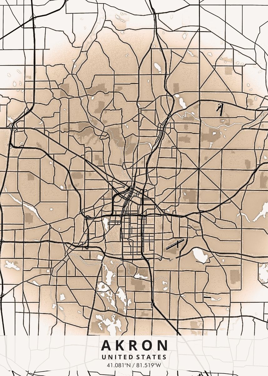 'Akron Ohio' Poster, picture, metal print, paint by Merah Djoeang ...