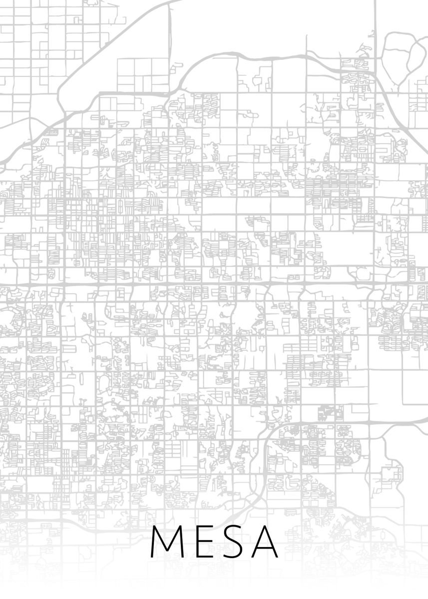 'Mesa Arizona City Map BW' Poster, picture, metal print, paint by ...