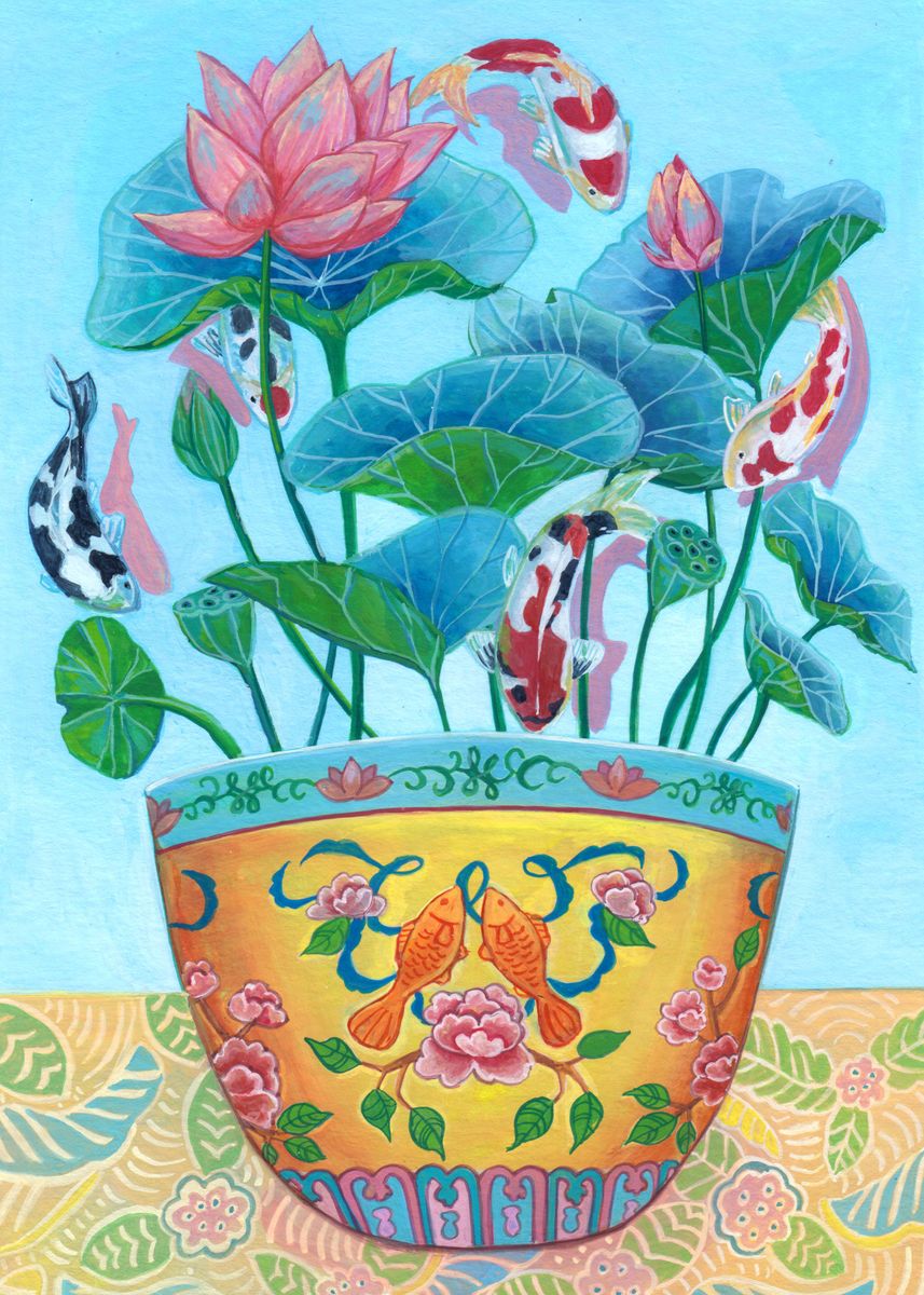 'Peranakan lotus flower ' Poster by Hsieying | Displate