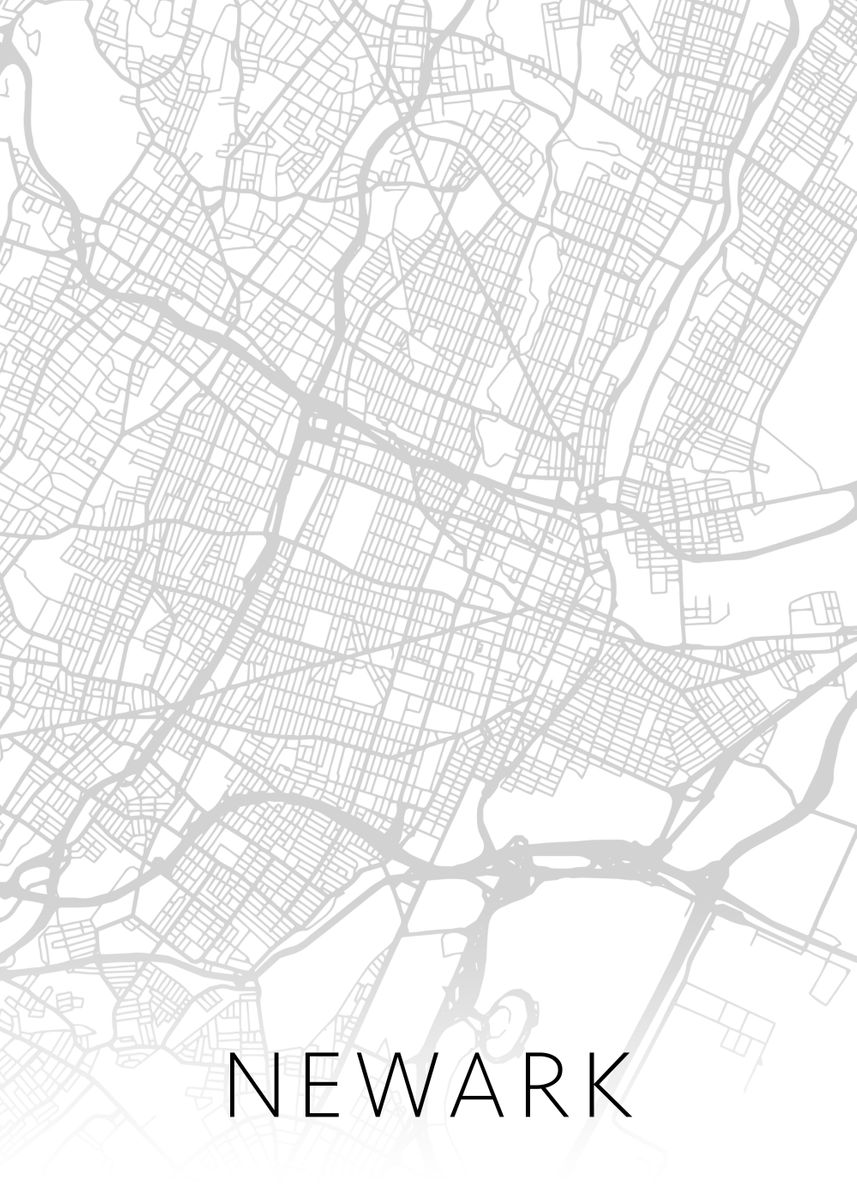 'Newark New Jersey City Map' Poster, picture, metal print, paint by ...