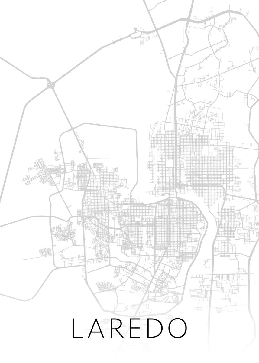 'Laredo Texas City Map BW' Poster by Design Turnpike | Displate