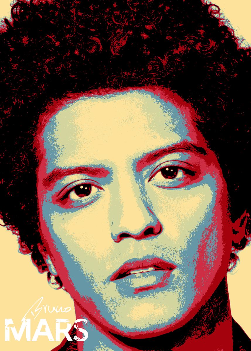 'Bruno Mars' Poster, picture, metal print, paint by Anxhela Sufa | Displate