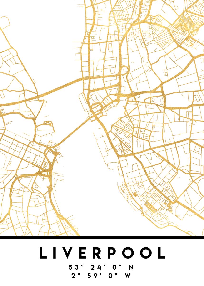'Liverpool Map England' Poster, picture, metal print, paint by Emiliano ...
