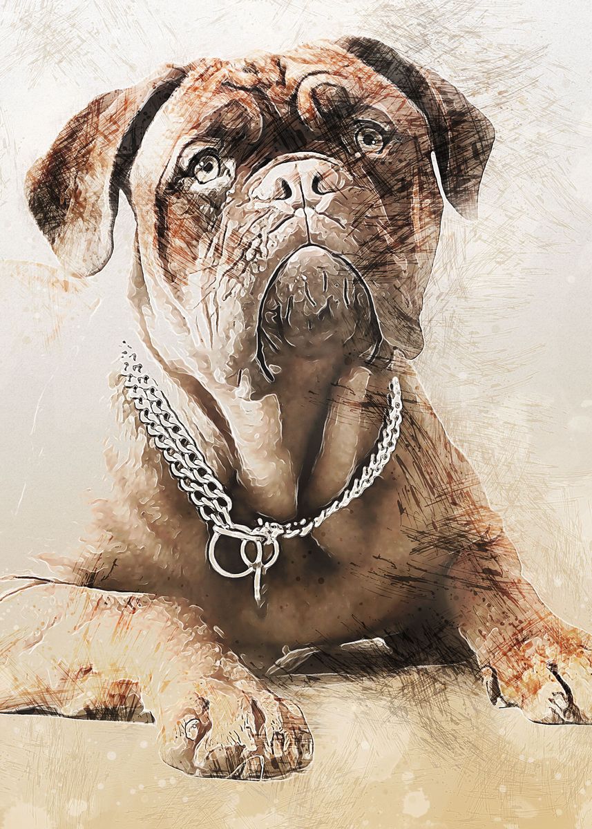 'French Mastiff Sketch' Poster by KataVVa | Displate