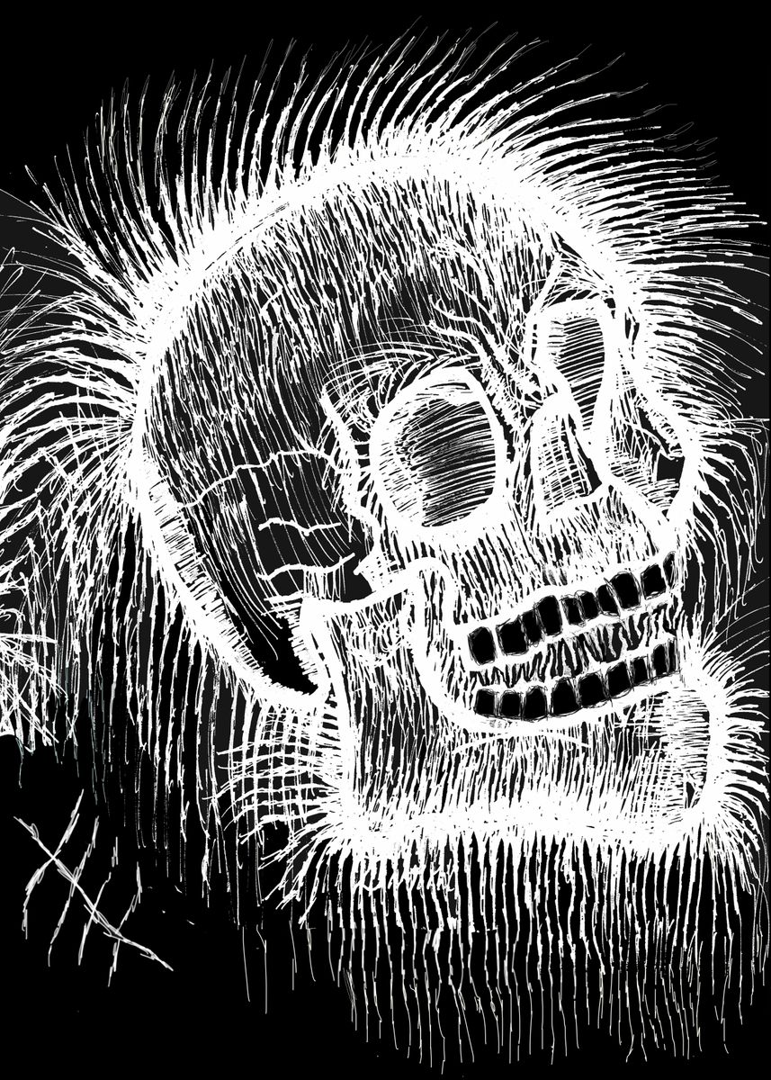 'skull 2 invert' Poster, picture, metal print, paint by zimny | Displate