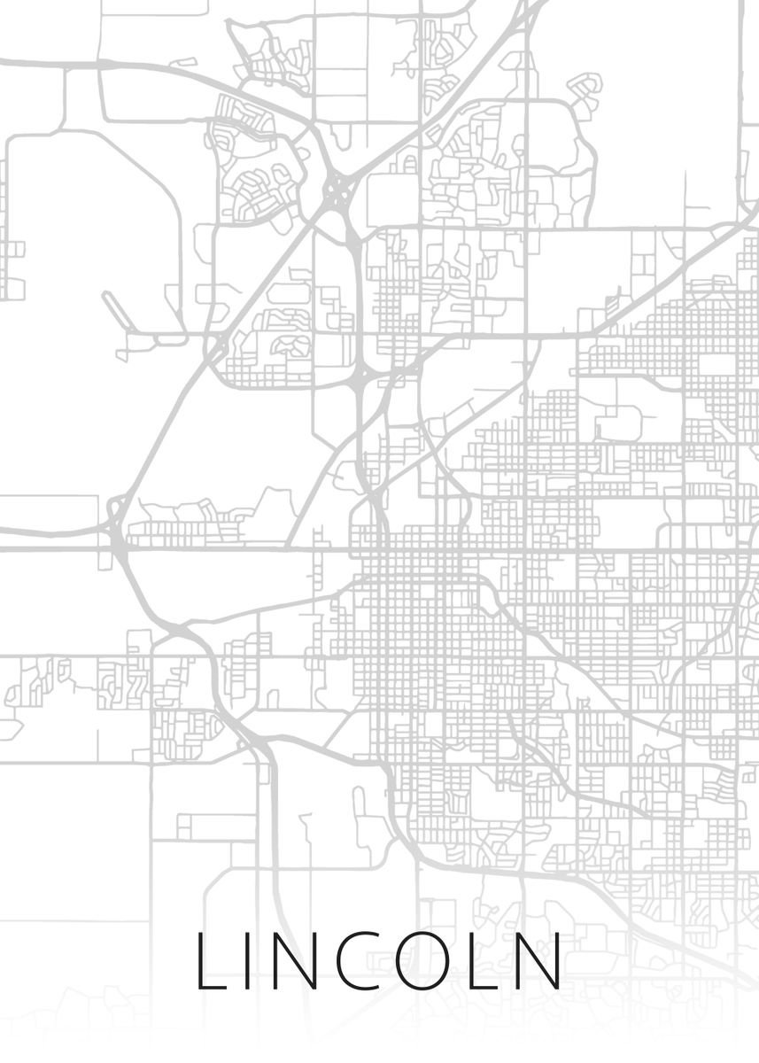 'Lincoln Nebraska City Map ' Poster, picture, metal print, paint by ...