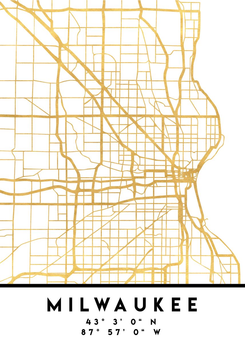 'Milwaukee Map Wisconsin' Poster, picture, metal print, paint by ...