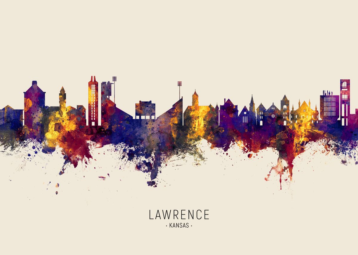 'Lawrence Skyline Kansas' Poster by Michael Tompsett | Displate