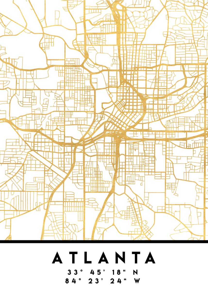'Atlanta Map Georgia' Poster, picture, metal print, paint by Emiliano ...