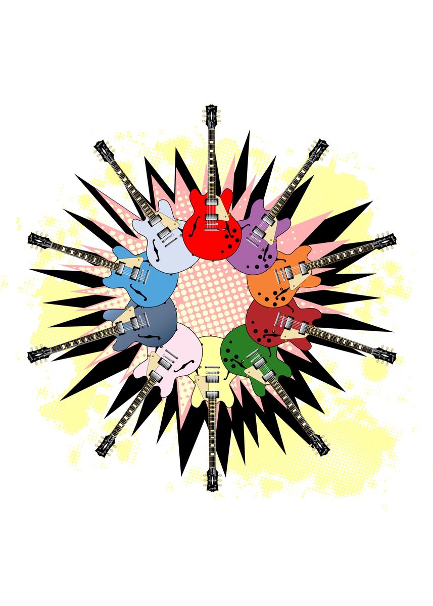 'Solid Guirar Explosion' Poster by HomeStead Digital | Displate