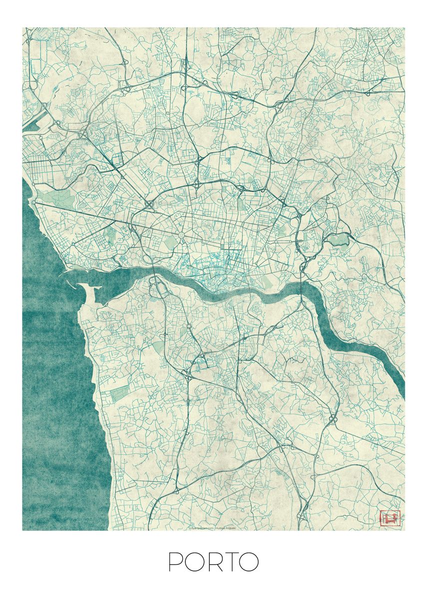 'Porto Map Blue' Poster, picture, metal print, paint by Hubert Roguski ...
