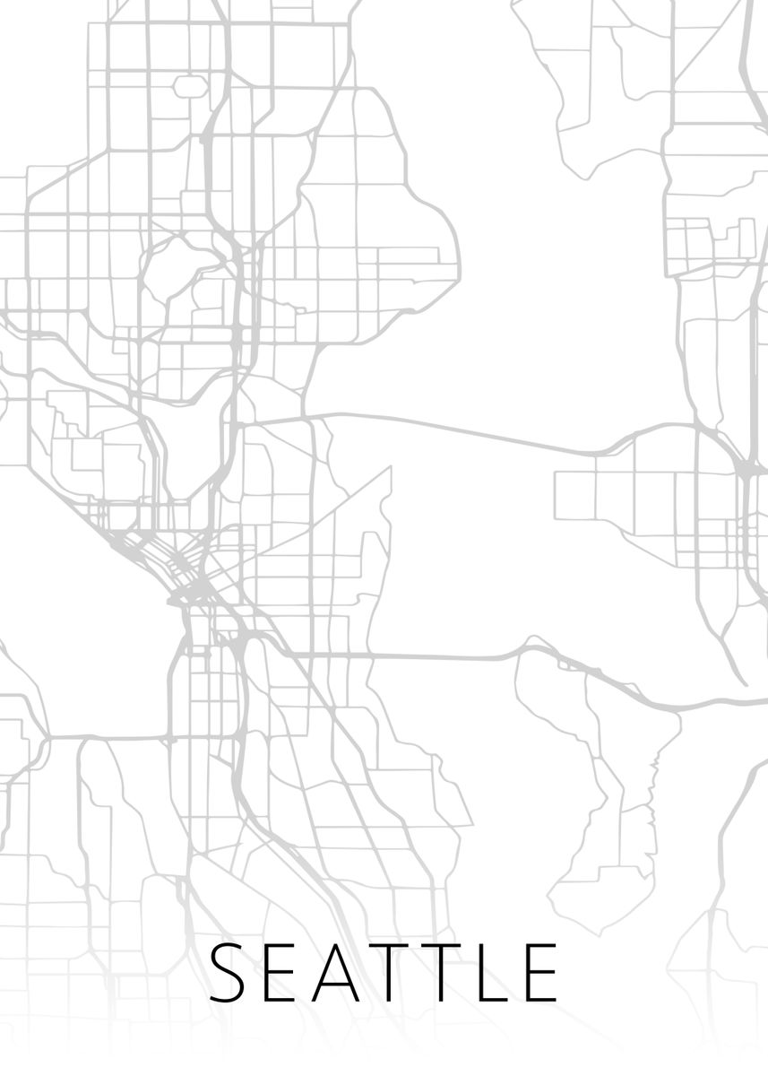 'Seattle Washington City BW' Poster, picture, metal print, paint by ...