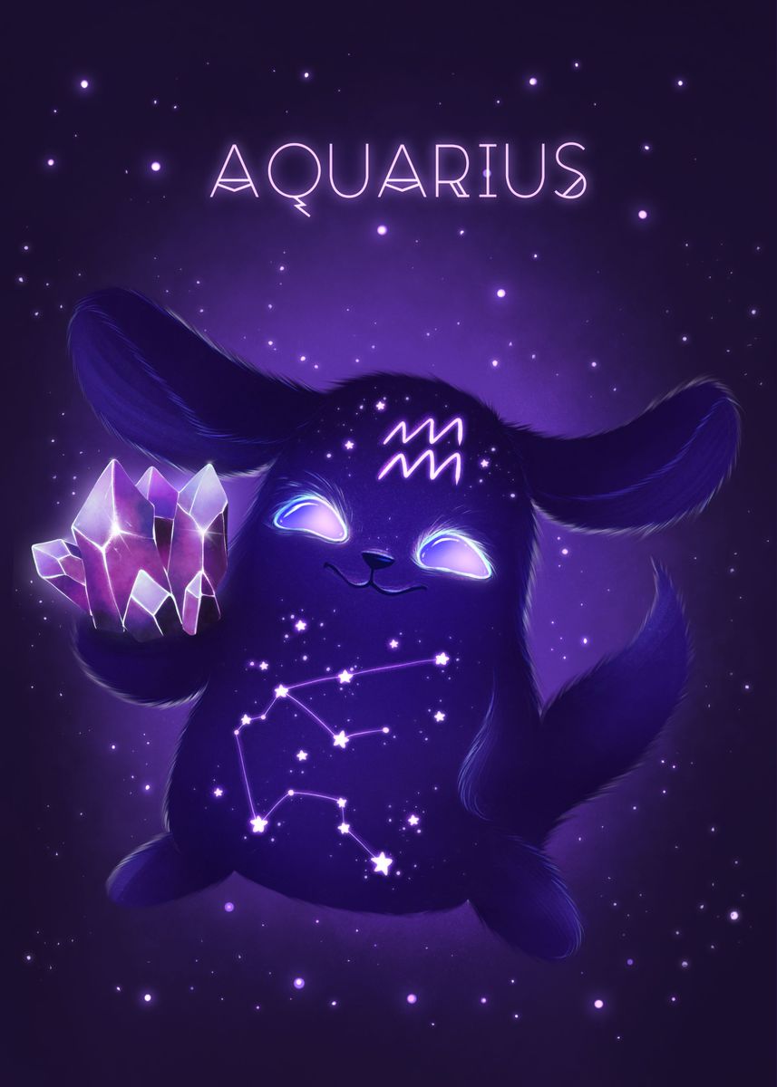 'Aquarius Zodiac Monster' Poster, picture, metal print, paint by Zuzana ...