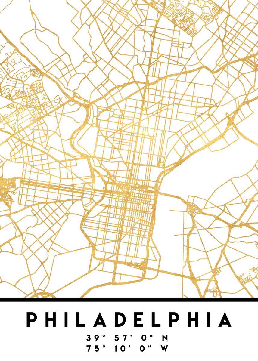 'Philadelphia Map' Poster, picture, metal print, paint by Emiliano ...