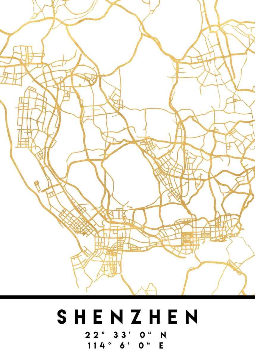 'Shenzhen Map China' Poster, picture, metal print, paint by Emiliano ...
