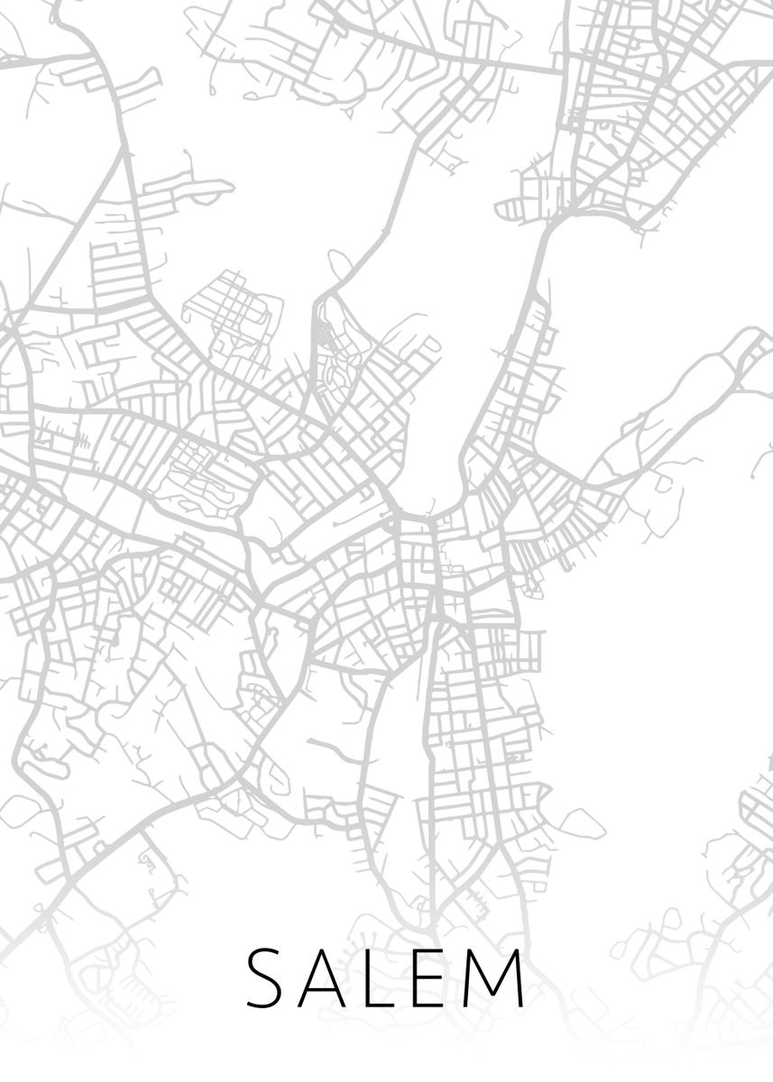 'Salem Oregon City Map BW' Poster, picture, metal print, paint by ...