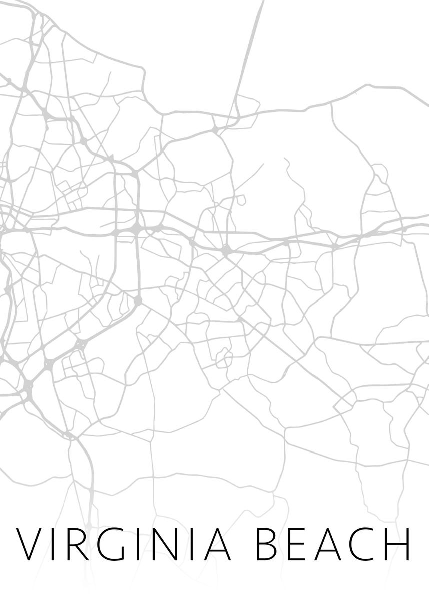 'Virginia Beach City Map BW' Poster, picture, metal print, paint by ...