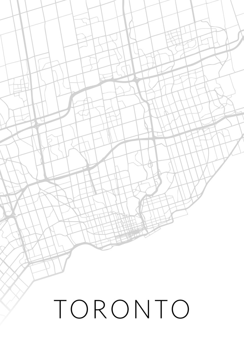'Toronto City Street Map BW' Poster by Design Turnpike | Displate