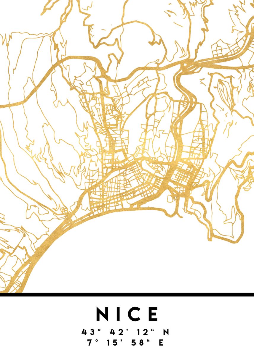 'Nice Map France' Poster, picture, metal print, paint by Emiliano ...