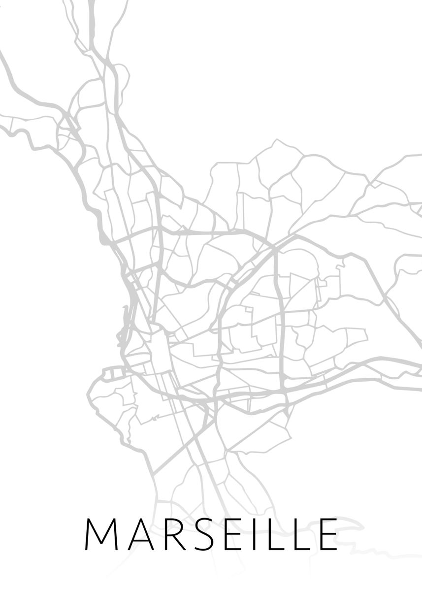 'Marseille France City Map ' Poster, picture, metal print, paint by ...