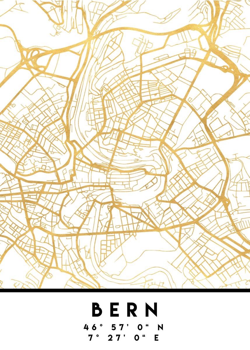 'Bern Map Swizterland' Poster, picture, metal print, paint by Emiliano ...
